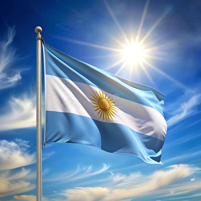 Flag of Argentina with Three Horizontal Stripes Stock Illustration ...