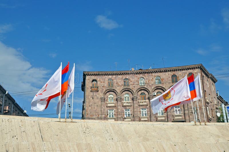 Flag of Armenia and Yerevan City Stock Image - Image of culture, cloth ...