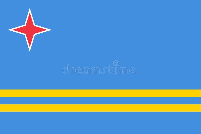Flag of Aruba. Aruban Blue Flag with Star. Stock Vector - Illustration ...