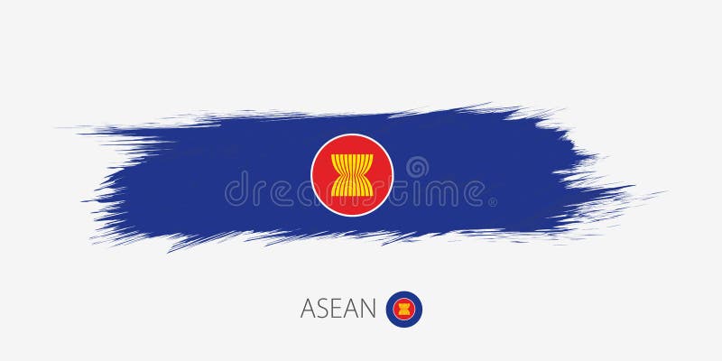 Flag of ASEAN, Grunge Abstract Brush Stroke on Gray Background Stock ...