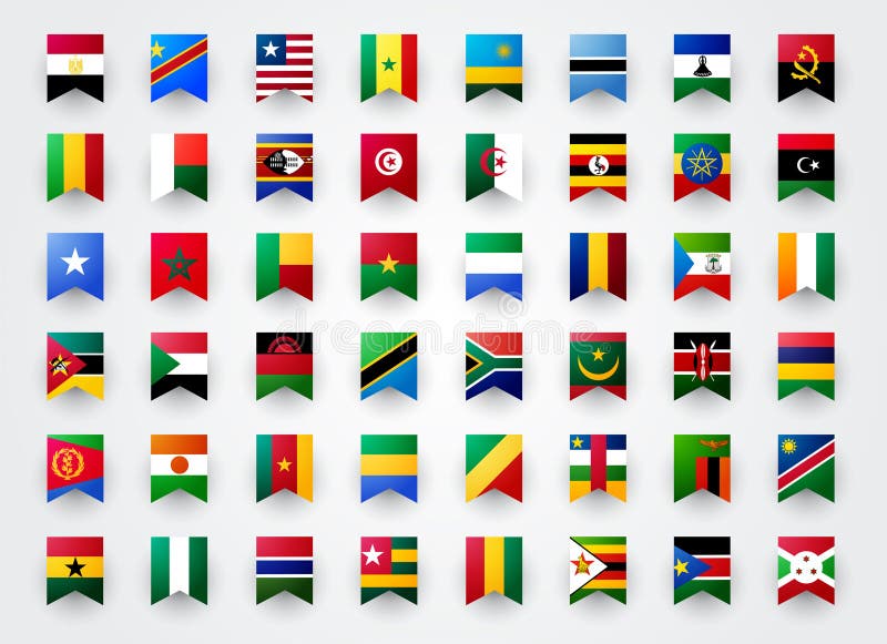 Giant Africa Flag Set. Banner with African Flags. Stock Vector ...