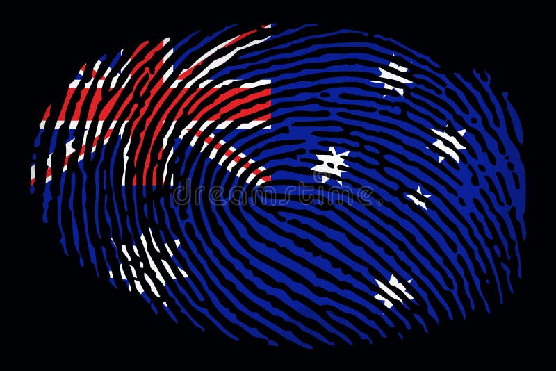 Flag of Australia in the Form of a Fingerprint on a Black Background ...