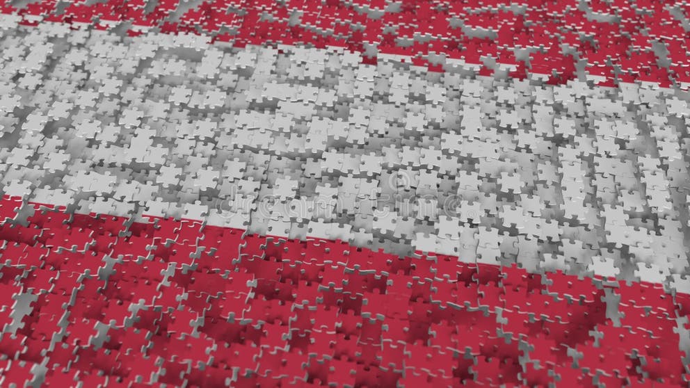 Flag of Austria Being Made with Jigsaw Puzzle Pieces. Austrian Problem ...