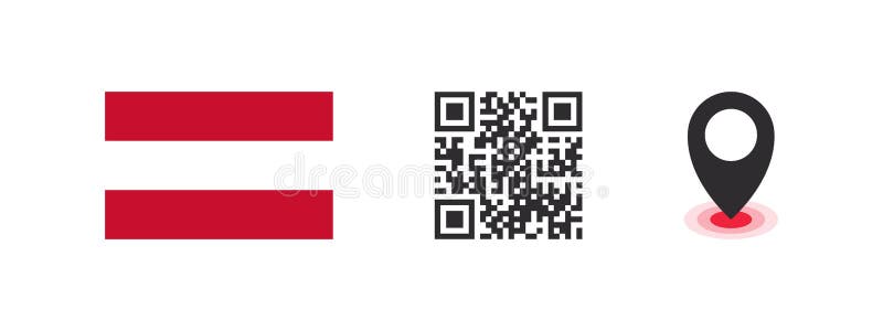 Flag of Austria. Flag of the Country, QR Code with Location Pointer ...