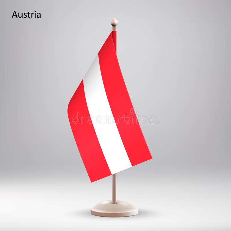 Flag of Austria Hanging on a Flag Stand. Stock Vector - Illustration of ...