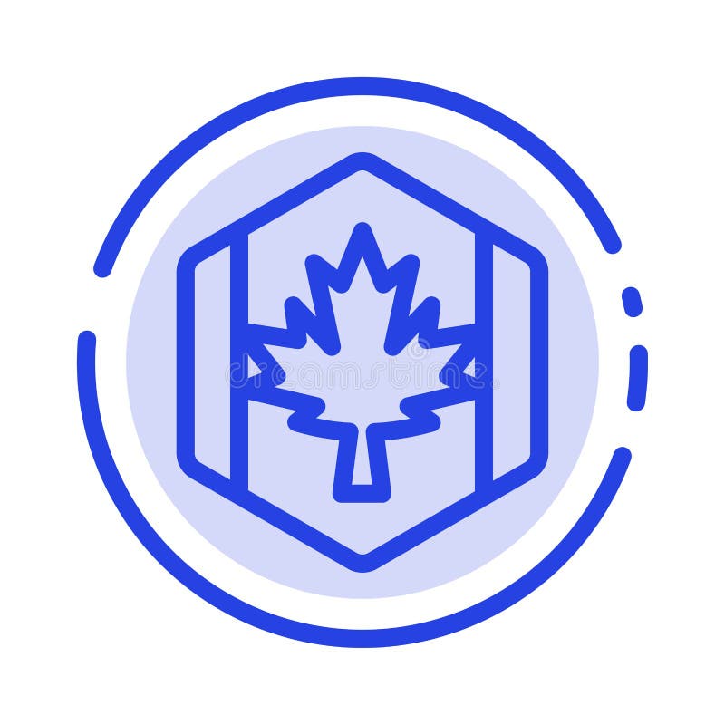 Flag, Autumn, Canada, Leaf, Maple Blue Dotted Line Line Icon Stock ...