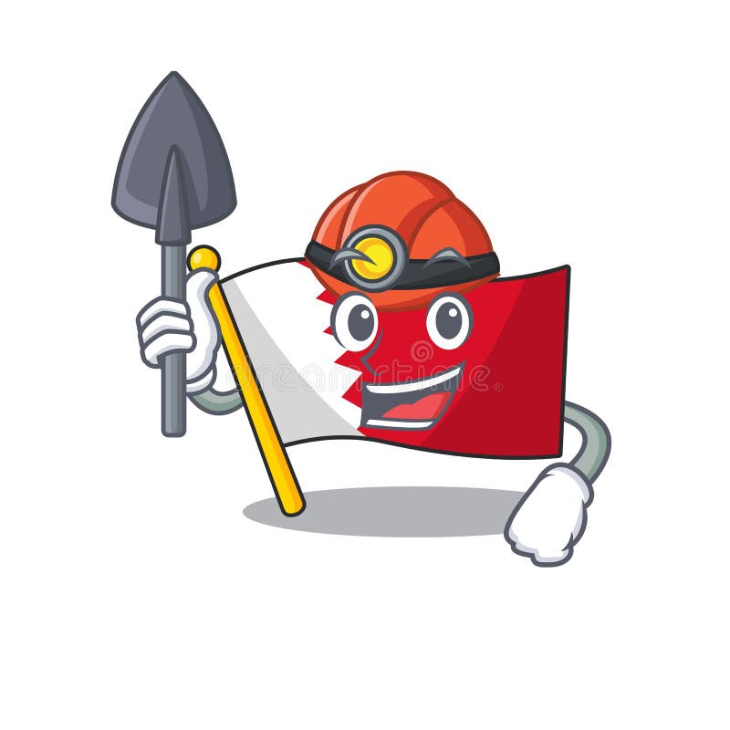 Flag Bahrain Cartoon with in Miner Character Stock Vector ...