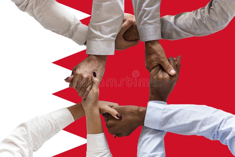 Flag of Bahrain, Intergration of a Multicultural Group of Young People ...