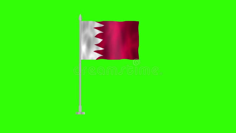 Flag of Bahrain, Pole Flag of Bahrain on Green Screen Chroma Key ...