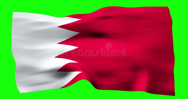 Flag of Bahrain Realistic Waving on Green Screen. Seamless Loop ...