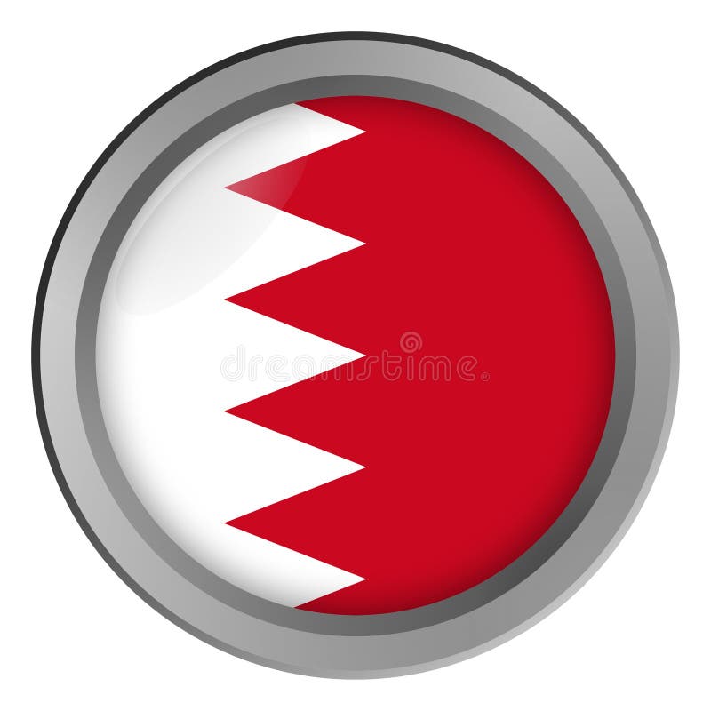 Flag of Bahrain Round As a Button Stock Illustration - Illustration of ...