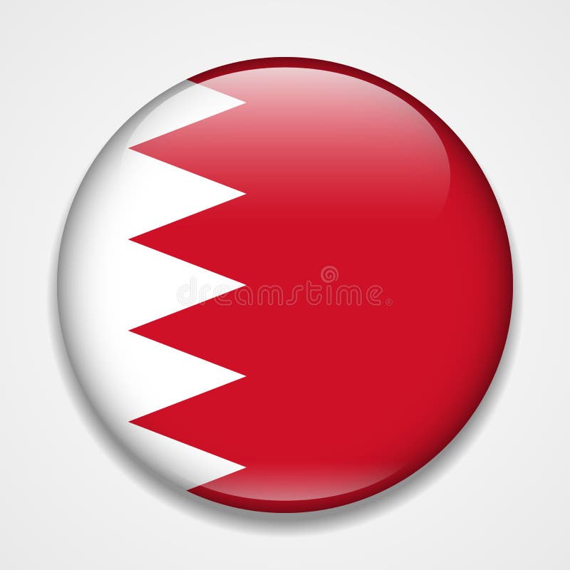 Flag of Bahrain. Round Glossy Badge Stock Vector - Illustration of ...