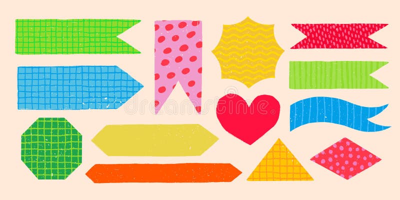 Flag Banners and Memo Stickers in Various Shapes and Styles Stock ...