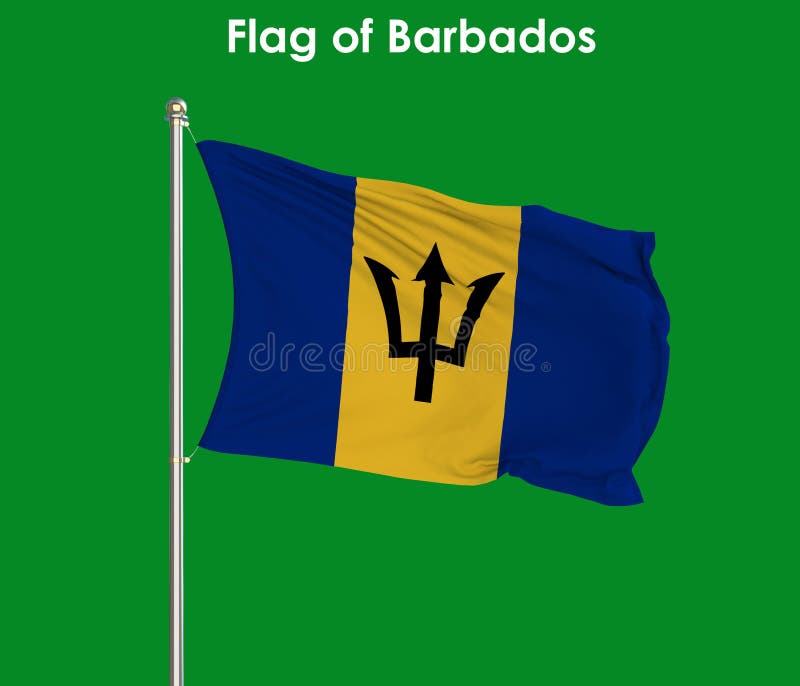 Flag of Barbados, Barbados Flag, National Flag of Barbados. Pole Flag of Barbados Stock ...