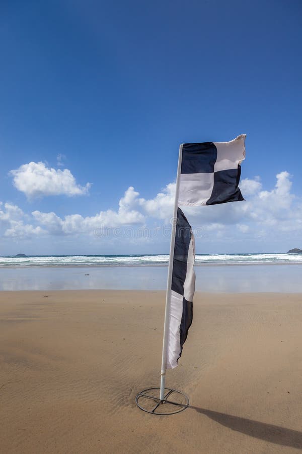 Flag on Beach stock image. Image of land, cloudy, cornish - 33756077