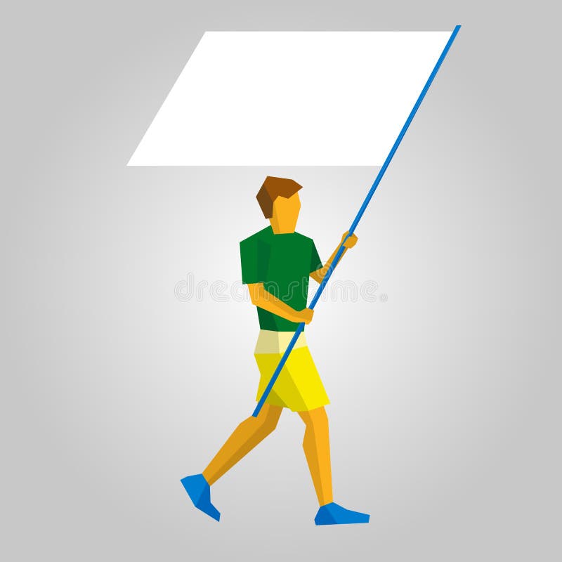 Flag Bearer with Blank Standard in Two Hands. Stock Vector ...