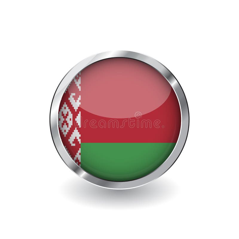 Flag of Belarus, Button with Metal Frame and Shadow. Belarus Flag ...