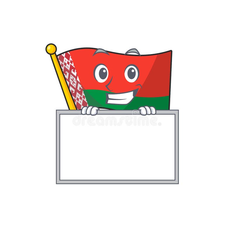 Flag Belarus in the Cartoon Shape Grinning with Board Stock Vector ...