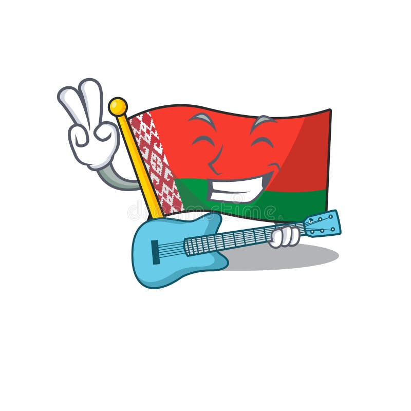Flag Belarus Isolated with the with Guitar Cartoon Stock Vector ...
