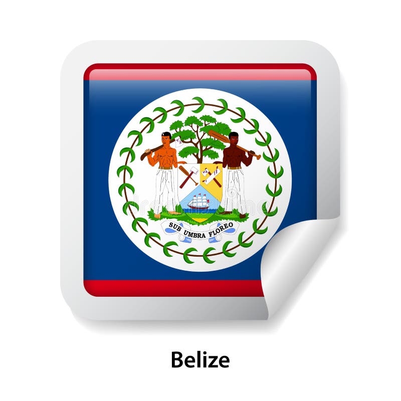 Flag of Belize. Round Glossy Sticker Stock Vector - Illustration of ...
