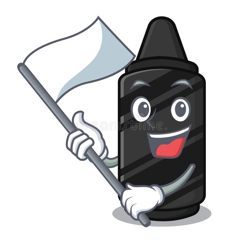 With Flag Black Crayon Isolated in the Cartoon Stock Vector ...
