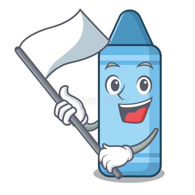 With Flag Blue Crayon Above a Cartoon Book Stock Vector - Illustration ...