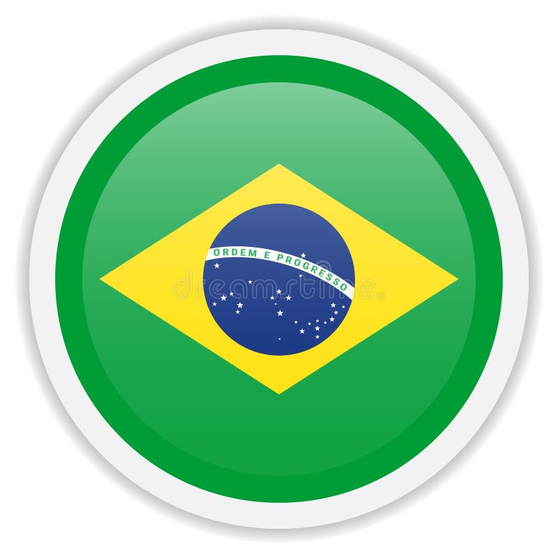 Flag of Brazil. Glossy Vector Badge with Shadow Underneath Stock ...