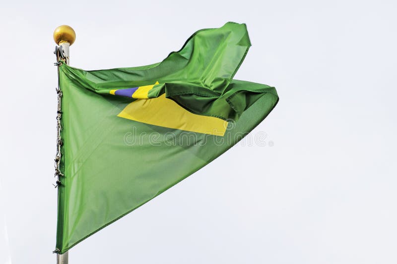 Flag of Brazil is Raised High in the Sky and Flutters Stock Image ...
