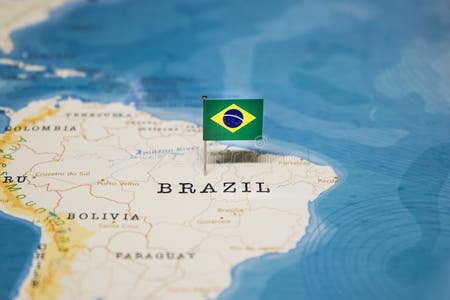 The Flag of Brazil in the World Map Stock Image - Image of atlas, city ...