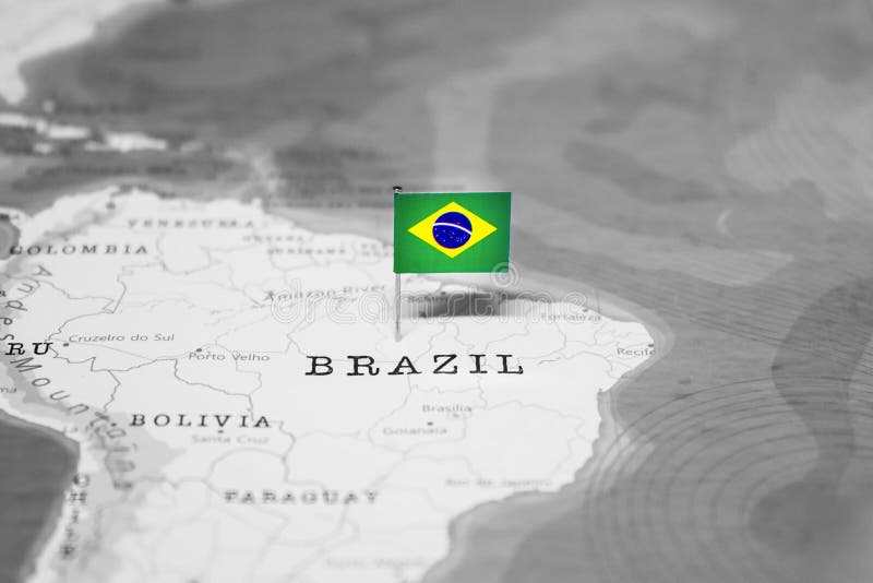 The Flag of Brazil in the World Map Stock Image - Image of atlas, city ...