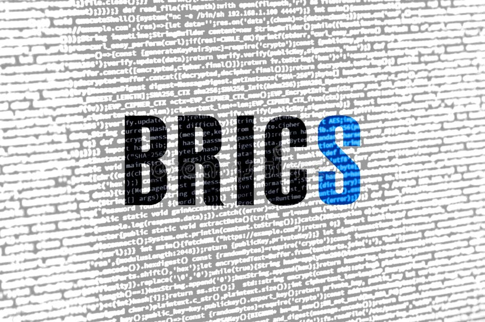 Flag of BRICS Over Digital Code. Concept of Cybersecurity, Innovation ...