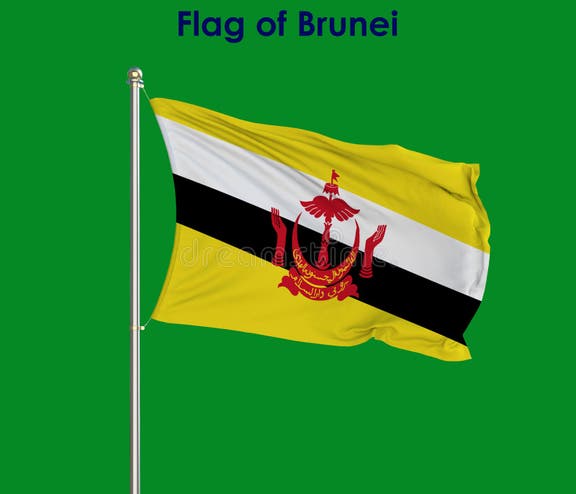 Flag of Brunei, Brunei Flag, National Flag of Brunei. Pole Flag of ...