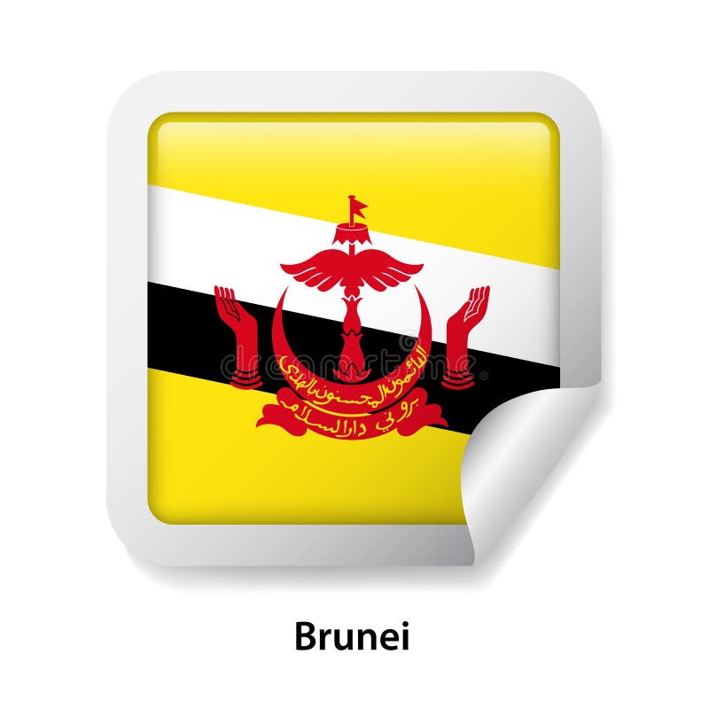 Flag of Brunei. Round Glossy Sticker Stock Vector - Illustration of ...