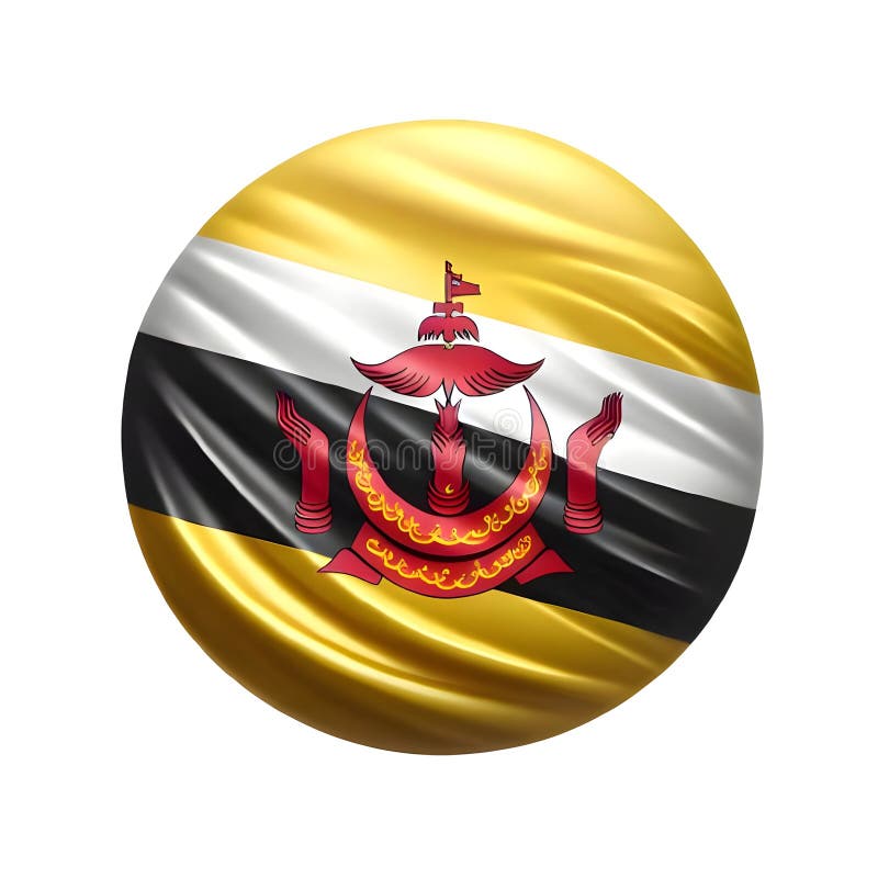 Flag of Brunei in Round Shape Stock Image - Illustration of shape ...