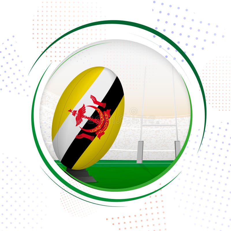 Flag of Brunei on Rugby Ball. Round Rugby Icon with Flag of Brunei ...