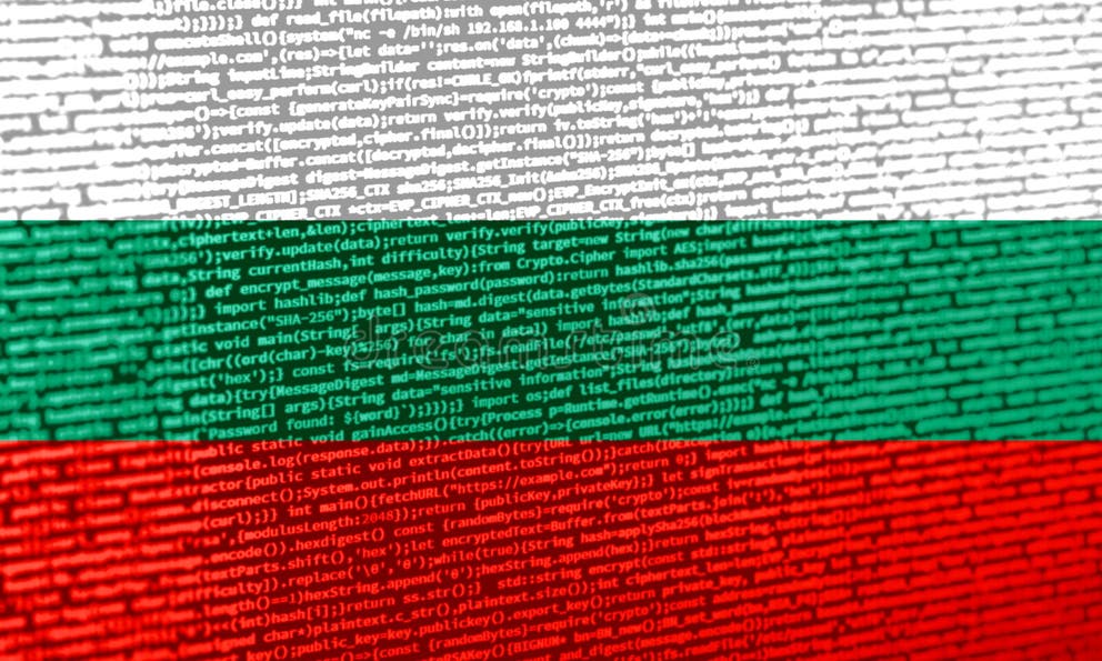 Flag of Bulgaria Over Digital Code. Concept of Cybersecurity ...