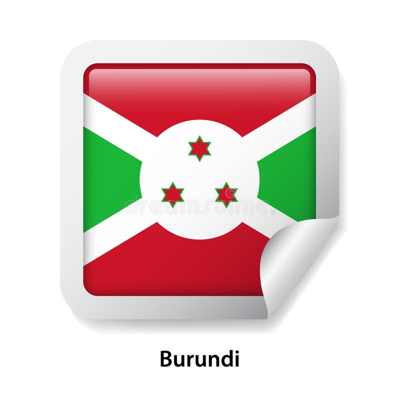 Flag of Burundi. Round Glossy Sticker Stock Vector - Illustration of ...