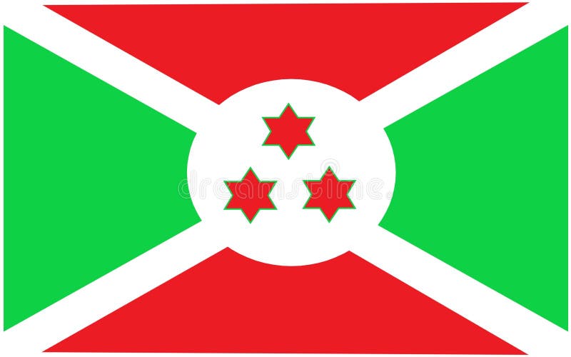 The Flag of Burundi with Three Red Six Pointed Stars Centered within ...
