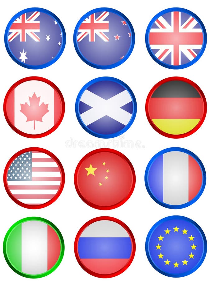 Flag web buttons stock vector. Illustration of color, country - 4423285