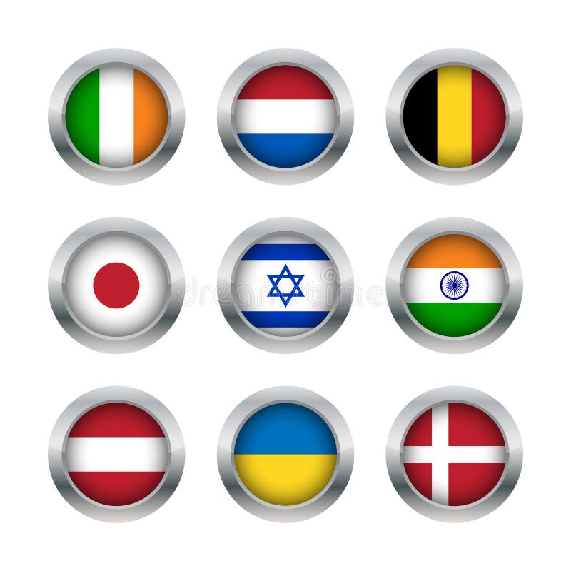 Flag buttons set 2 stock vector. Illustration of badge - 39506796