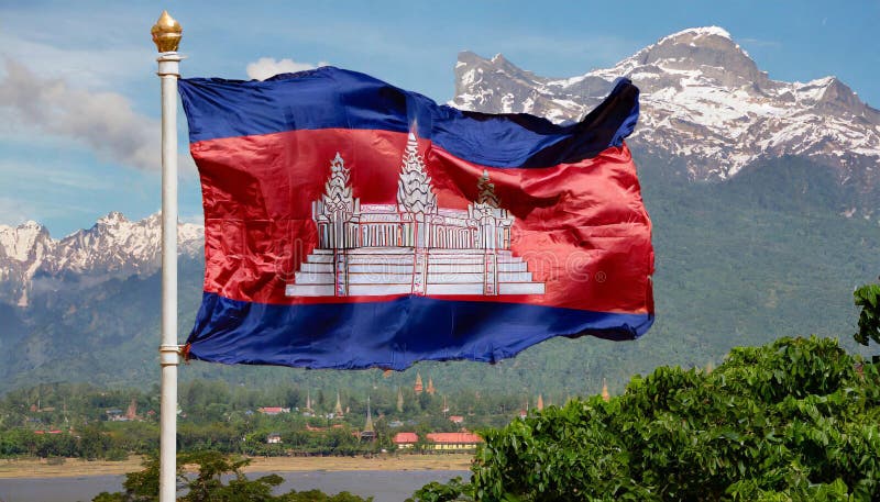 Flag of Cambodia stock illustration. Illustration of abstract - 304125795