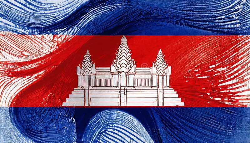 Flag of Cambodia stock illustration. Illustration of banner - 304130049
