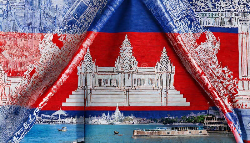 Flag of Cambodia stock illustration. Illustration of heritage - 304130314