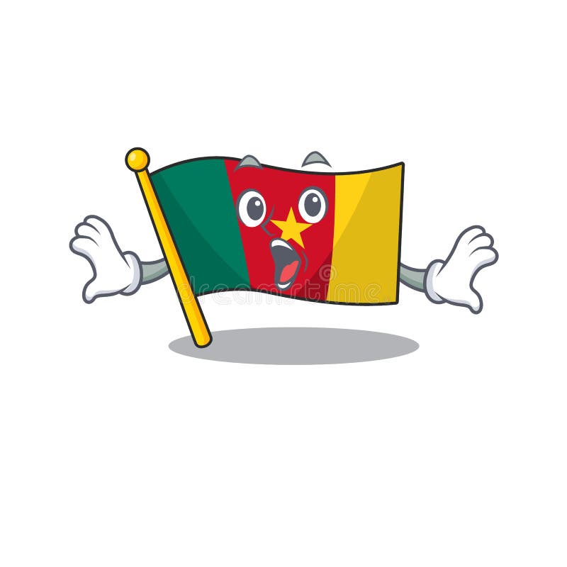 Flag Cameroon Mascot Isolated Surprised with Cute Stock Vector ...