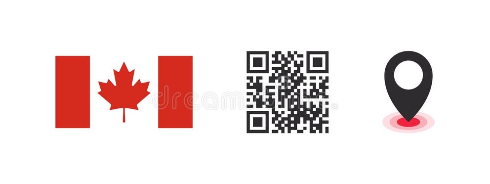 Flag of Canada. Flag of the Country, QR Code with Geolocation of the ...