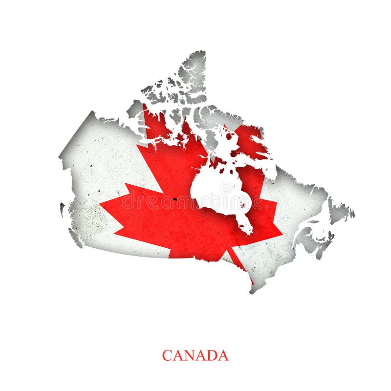 Flag of Canada in the Form of a Map. Shadow. Isolated on White ...