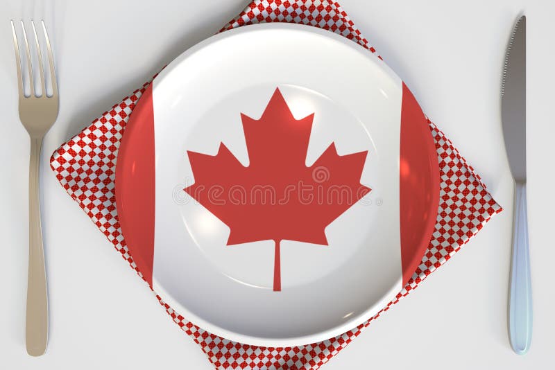 Flag of Canada on the Plate Conceptual 3d Rendering Stock Illustration ...