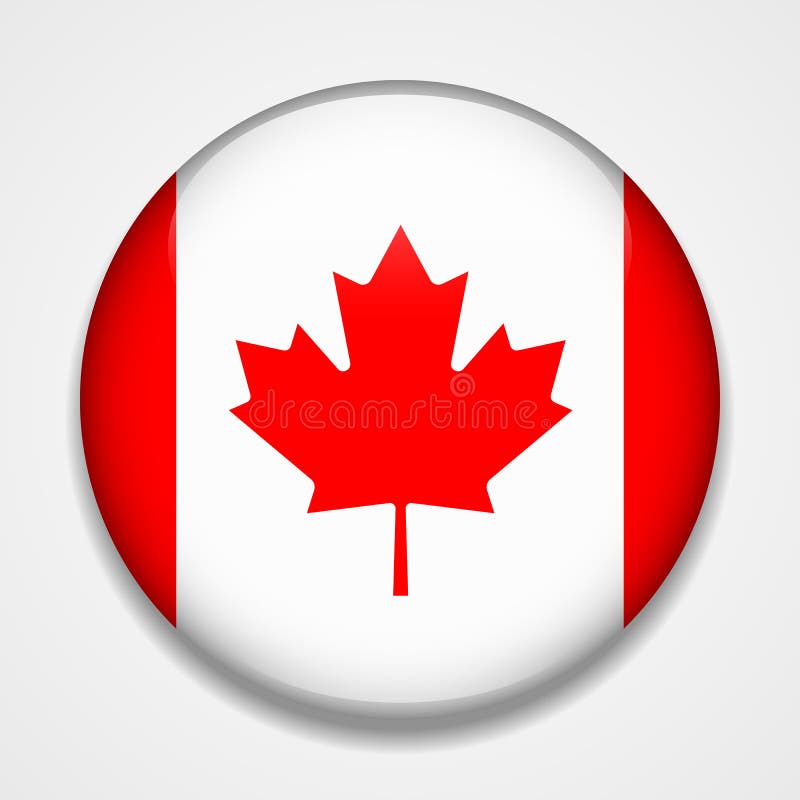 Canada Flag Round Glossy Stock Illustrations – 309 Canada Flag Round ...