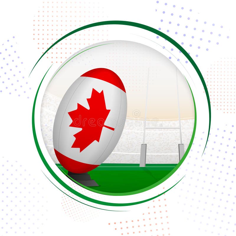 Flag of Canada on Rugby Ball. Round Rugby Icon with Flag of Canada ...