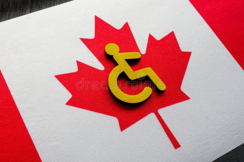 Flag of Canada and Sign of a Person with a Disability. Accessible ...